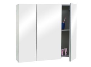 4057651879574 - Spiegelschrank MCW-B19b Badschrank Hängeschrank 6 Regalböden hochglanz MVG-zertifiziert 70x80x16cm ~ grau