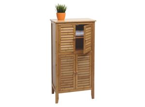 4057651559681 - Badezimmerschrank MCW-B18 Regal Kommode 4 Türen Bambus 100x50x30cm