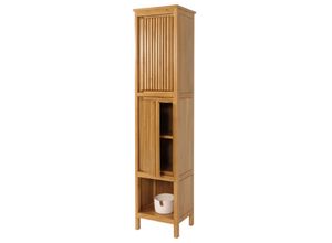 4057651642161 - Teak-Hochschrank MCW-M70 Badschrank 2 Türen 5 Fächer hochwertiges B-Grade-Teak (Kernholz 20-30 Jahre) 181x41x35cm