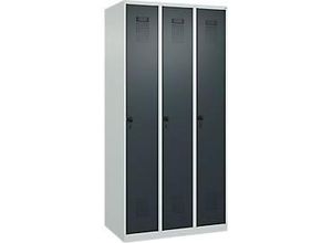 4067521938751 - Kleiderspind Evolo Plus 3 Abteile Anschlag rechts Sicherheits-Drehriegel B 900 x T 500 x H 1850 mm lichtgrau anthrazitgrau