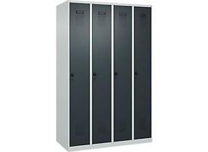 4067521938799 - Kleiderspind Evolo Plus 4 Abteile Anschlag rechts Sicherheits-Drehriegel B 1200 x T 500 x H 1850 mm lichtgrau anthrazitgrau