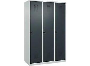 4067521938775 - Kleiderspind Evolo Plus 3 Abteile 400 mm breit Drehriegel Soft-Anschlag B 1200 x T 500 x H 1850 m lichtgrau anthrazitgrau