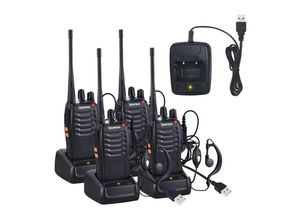 0888916511212 - Oly Magic - 4 x Talkie Walkie Deux Voies Radio uhf 400-470MHz Walkie Talkie Avec Ecouteurs Originaux Transmetteur Portatif fm 16 Chaînes - Noir