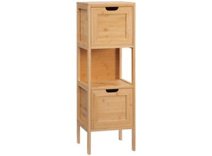 4255633507242 - Badezimmerschrank mit Kippschutz natur 30L x 30B x 90H cm badezimmerschrank aufbewahrungsschrank unterschrank beistellschrank