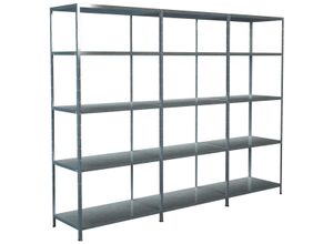 4058255070763 - Steckregal Stecksystem Grund- und 2x Anbauregale Regale Metall verzinkt 2000x2800x500 mm 15 Böden Gr B H T 280 cm x 200 cm x 50 cm silberfarben Werkstatt-Regale