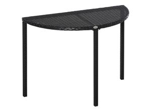 4250871272426 - Rattan Balkontisch halbrund schwarz 100 x 50 x 74 cm (LxBxH) Beistelltisch Gartenmöbel Polyrattan Gartentisch