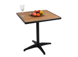 4057651539591 - Gartentisch MCW-J95 Balkontisch Bistrotisch Gastronomie Outdoor-Beschichtung Aluminium Polywood ~ schwarz teak braun