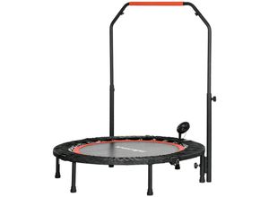 4255633502032 - SPORTNOW Trampolin mit LCD-Monitor und Höhenverstellbarem griff schwarz rot 102L x 102B x 123H cm 102 cm fitness-trampolin faltbares mini-trampolin fitness-rebounder