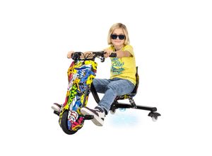 4056551055088 - Elektro-Drift-Trike 360 Drift-Scooter für Kinder 250 Watt 36 Volt bis zu 15km h LED-Beleuchtung (Gelb Graffiti)