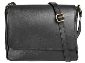 4260543032258 - Umhängetasche CLUTY Damen Gr B H T 24cm x 20cm x 6cm onesize schwarz Leder beschichtet Taschen echt Leder Made in Italy