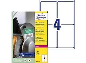 4004182050019 - AVERY Zweckform Ultra-Resistent Etiketten L7915-40 Selbsthaftend DIN A4 Weiß 991 x 139 mm 40 Blatt à 4 Etiketten