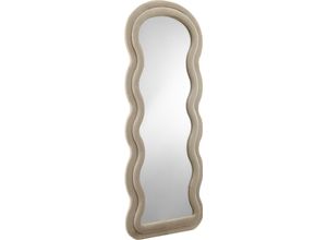 4251744817331 - Ganzkörperspiegel SALESFEVER beige (champagner) B70cm H170cm T3cm MDF Polyester Spiegelglas Spiegel Rahmen wellenförmig aus Kunstfell