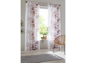 6920192998623 - Gardine HOME AFFAIRE Ina Gr 6 braun B144cm H295cm Voile Polyester Gardinen 2-er Set einseitig floral bedruckt Voile Blumen