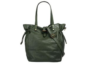 4260543050450 - Shopper FORTY Damen Gr B H T 33cm x 30cm x 23cm onesize grün Leder leicht glänzend unifarben Taschen echt Leder Made in Italy