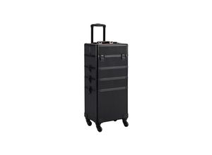 4059852599039 - Kosmetikkoffer Alu Schminkkoffer Trolley Make-up Koffer 4-in-1 Beauty Case für Friseure Schwarz - Yaheetech