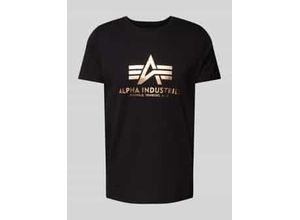 4059146324699 - Industries Basic Foil Print T-Shirt - Schwarz Gold - S - unisex