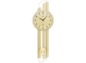 4037445160842 - Funk-Pendelwanduhr AMS gold (goldfarben) Wanduhren B H L 24cm x 8cm x 66cm QuarzuhrHolzgehäuseEsszimmerWohnzimmerMade in Germany