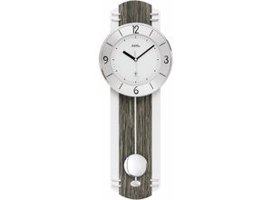 4037445154155 - Funk-Pendelwanduhr AMS F5294 grau (grau silberfarben) Wanduhren B H L 7cm x 60cm x 22cm QuarzuhrHolzgehäuseEsszimmerWohnzimmer