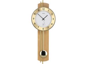 4037445141728 - Funk-Pendelwanduhr AMS F5266 18 braun (buchefarben) Wanduhren B H L 22cm x 8cm x 62cm Quarzuhr Holzgehäuse BucheEsszimmerWohnzimmer