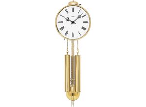 4037445133259 - Pendelwanduhr AMS H348 gold (goldfarben) Wanduhren H 10cm Mechanische UhrHolz- MetallgehäuseEsszimmerWohnzimmer