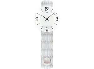 4037445160996 - Pendelwanduhr AMS silber (silberfarben) Wanduhren B H L 23cm x 6cm x 62cm QuarzuhrHolzgehäuseEsszimmerWohnzimmerMade in Germany