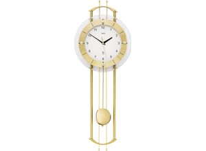 4037445151697 - Funk-Pendelwanduhr AMS F5257 gold (goldfarben) Wanduhren B H L 24cm x 7cm x 68cm Quarzuhr Metall- KunststoffgehäuseEsszimmerWohnzimmer