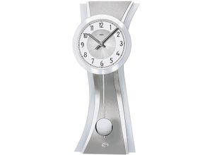 4037445137813 - Pendelwanduhr AMS W7268 silber (silberfarben) Wanduhren B H L 25cm x 11cm x 63cm Quarzuhr Metall- Glas- AluminiumgehäuseEsszimmerWohnzimmer