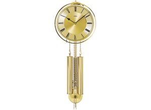 4037445133280 - Pendelwanduhr AMS H356 gold (goldfarben) Wanduhren H 10cm Mechanische UhrHolz- MetallgehäuseEsszimmerWohnzimmer