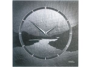 4037445153813 - Wanduhr AMS W9512 grau Wanduhren H L 30cm x 30cm Made in GermanySchieferWohnzimmerEsszimmerKücheArbeitszimmer