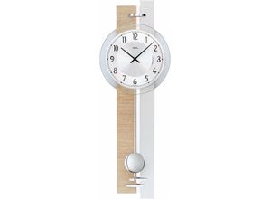 4037445154469 - Pendelwanduhr AMS W7441 bunt (silberfarben braun transparent) Wanduhren B H L 7cm x 67cm x 23cm QuarzuhrHolzgehäuseEsszimmerWohnzimmer