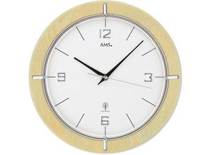 4037445159228 - Funkwanduhr AMS F5830 beige (ahornfarben) Wanduhren H 5cm QuarzHolzAhornWohnzimmerEsszimmerKücheArbeitszimmerBüroFlur