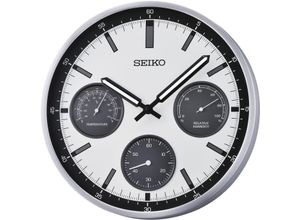 4517228839269 - Wanduhr SEIKO bunt (silberfarben weiß) Wanduhren H 49cm QuarzuhrLeuchtzeigerWohnzimmerEsszimmerKücheArbeitszimmerFlur