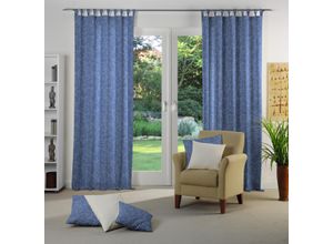 4004567110536 - Vorhang WIRTH Toco-Ranke Gr 1 blau B132cm H145cm Chenille Polyacryl Polyester Gardinen