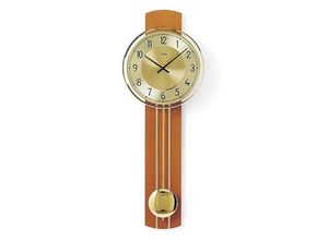 4037445131057 - Pendelwanduhr AMS W7115 9 gold (kirschbaumfarben goldfarben) Wanduhren B L 60cm x 22cm QuarzuhrHolzgehäuseEsszimmerWohnzimmer