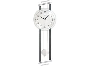 4037445156265 - Funk-Pendelwanduhr AMS F5314 silber (anthrazit silberfarben) Wanduhren B H L 23cm x 7cm x 65cm Quarzuhr Aluminium- HolzgehäuseEsszimmerWohnzimmer