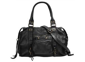 4260543048105 - Shopper SAMANTHA LOOK Damen Gr B H T 34cm x 27cm x 12cm onesize schwarz Leder vintage Taschen echt Leder Made in Italy