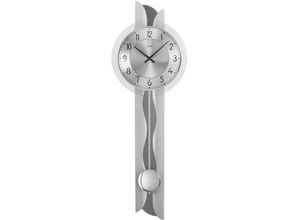 4037445135932 - Pendelwanduhr AMS W7216 silber (silberfarben) Wanduhren B H L 23cm x 7cm x 69cm QuarzuhrHolzgehäuseEsszimmerWohnzimmer