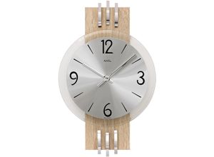 4037445152625 - Wanduhr AMS W9228 braun (braun silberfarben) Wanduhren B H L 23cm x 8cm x 38cm QuarzuhrHolzWohnzimmerEsszimmerKücheArbeitszimmerBüroFlur