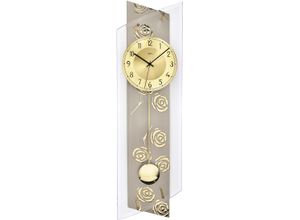 4037445139268 - Funk-Pendelwanduhr AMS F5223 gold (grau goldfarben) Wanduhren B H L 24cm x 10cm x 84cm QuarzuhrHolzgehäuseEsszimmerWohnzimmer