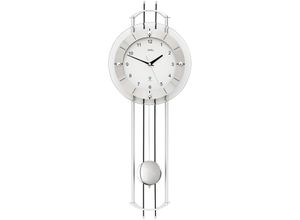 4037445152830 - Funk-Pendelwanduhr AMS F5248 silber (silberfarben) Wanduhren B H L 24cm x 7cm x 68cm Quarzuhr Metall- KunststoffgehäuseEsszimmerWohnzimmer