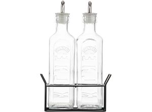 5010853271125 - Menage-Set KILNER transparent B20cm H29cm Ø10cm Menage-Sets ( ÖL- und Essigflaschen Set) 600 ml formschön mit Halterung