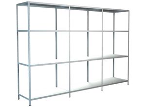 4058255070480 - Steckregal Stecksystem Grund- und 2x Anbauregale Regale Metall weiß 1800x2800x500 mm 12 Böden Gr B H T 280 cm x 180 cm x 50 cm weiß Werkstatt-Regale