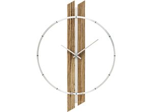 4037445157545 - Wanduhr AMS W9606 braun (braun silberfarben) Wanduhren B H L 40cm x 5cm x 53cm Made in GermanyHolzWohnzimmerEsszimmerKücheArbeitszimmerFlur