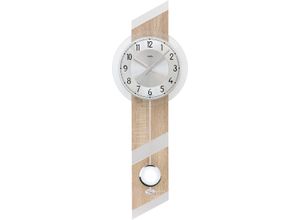 4037445151772 - Pendelwanduhr AMS W7415 braun Wanduhren B H L 23cm x 8cm x 69cm Quarzuhr Holz- AluminiumgehäuseEsszimmerWohnzimmer