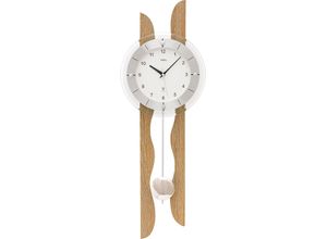 4037445158535 - Funk-Pendelwanduhr AMS F5239 braun (eichefarben) Wanduhren B H L 24cm x 7cm x 70cm QuarzuhrHolzgehäuseEsszimmerWohnzimmer