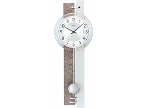 4037445154452 - Pendelwanduhr AMS W7440 silber (silberfarben) Wanduhren B H L 7cm x 67cm x 23cm QuarzuhrHolzgehäuseEsszimmerWohnzimmer