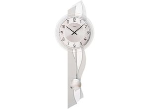 4037445159204 - Pendelwanduhr AMS W7476 silber (silberfarben) Wanduhren B H L 23cm x 8cm x 64cm QuarzuhrHolzgehäuseEsszimmerWohnzimmerMade in Germany