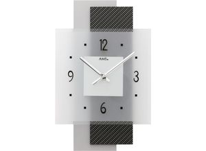 4037445150164 - Wanduhr AMS 9243 silber (silberfarben schwarz) Wanduhren B H L 5cm x 36cm x 22cm QuarzuhrHolzWohnzimmerEsszimmerKücheArbeitszimmerBüroFlur