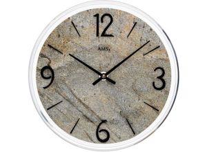 4037445157842 - Wanduhr AMS W9633 grau (anthrazit) Wanduhren Ø 23cm Made in GermanyMineralglasWohnzimmerKücheArbeitszimmerFlur