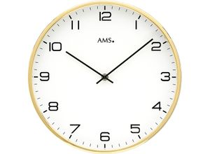 4037445158603 - Wanduhr AMS W9657 gold (goldfarben) Wanduhren H 5cm QuarzuhrWohnzimmerEsszimmerKücheArbeitszimmerBüroFlur